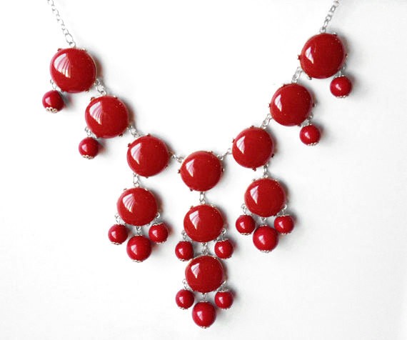 Red Necklace,bib Statement Bubble Necklace,resin Necklace,statement ...